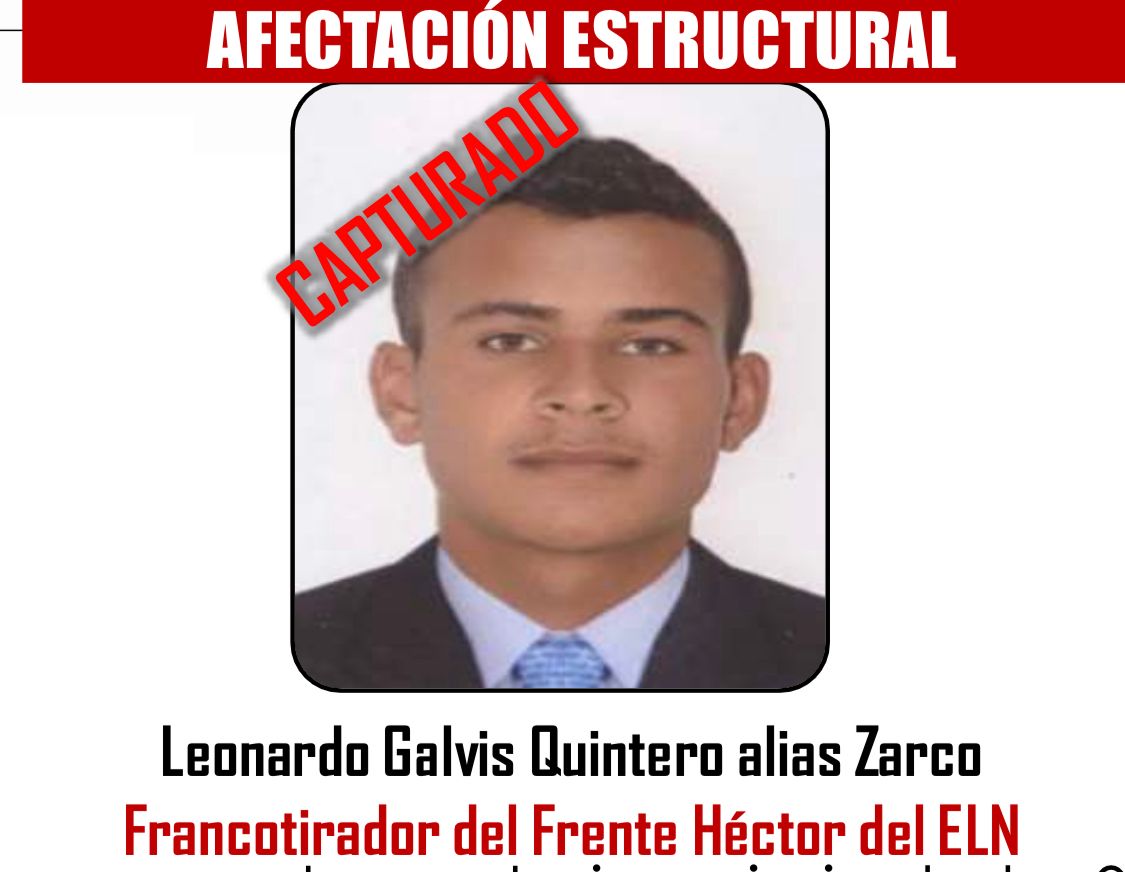 Detalles de la captura del 'Zarco', francotirador del Eln que asesinó a oficial de la Policía ...